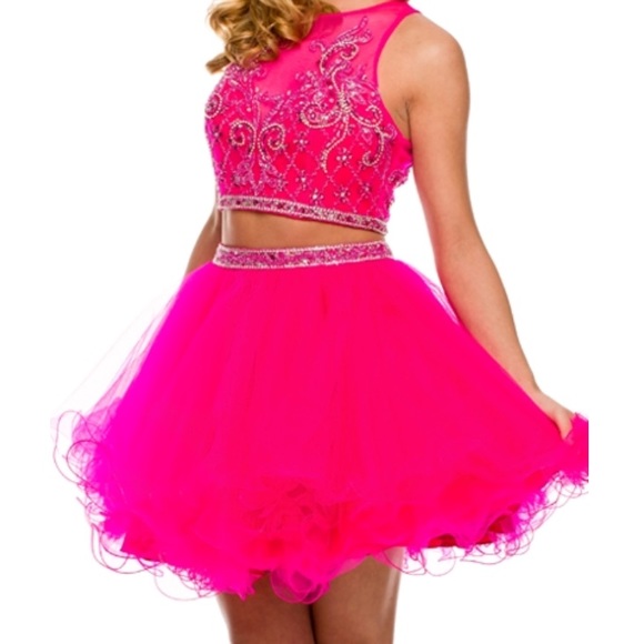 Juliet | Dresses | Juliet Pink Gem Homecoming Dress 2 Piece Short Prom ...